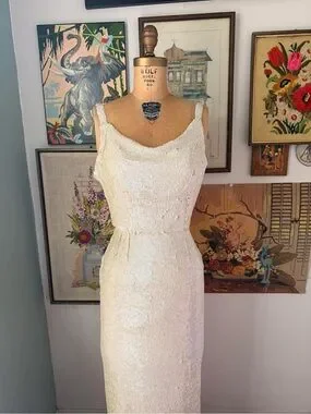 Vintage | Dresses | Custom 98s White Sequin Dress Made For Miss Oregon ...